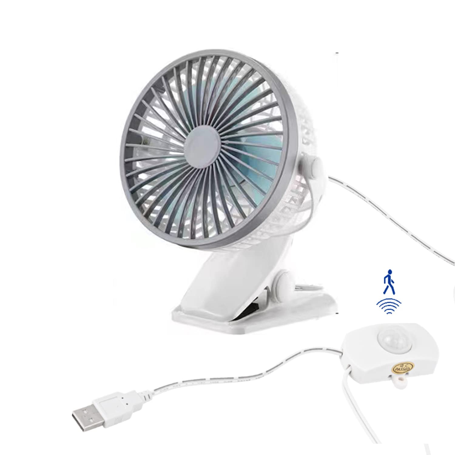 Kiven USB Small Clip on Fan with Motion Sensor,Mini Fan Quiet Operation ...