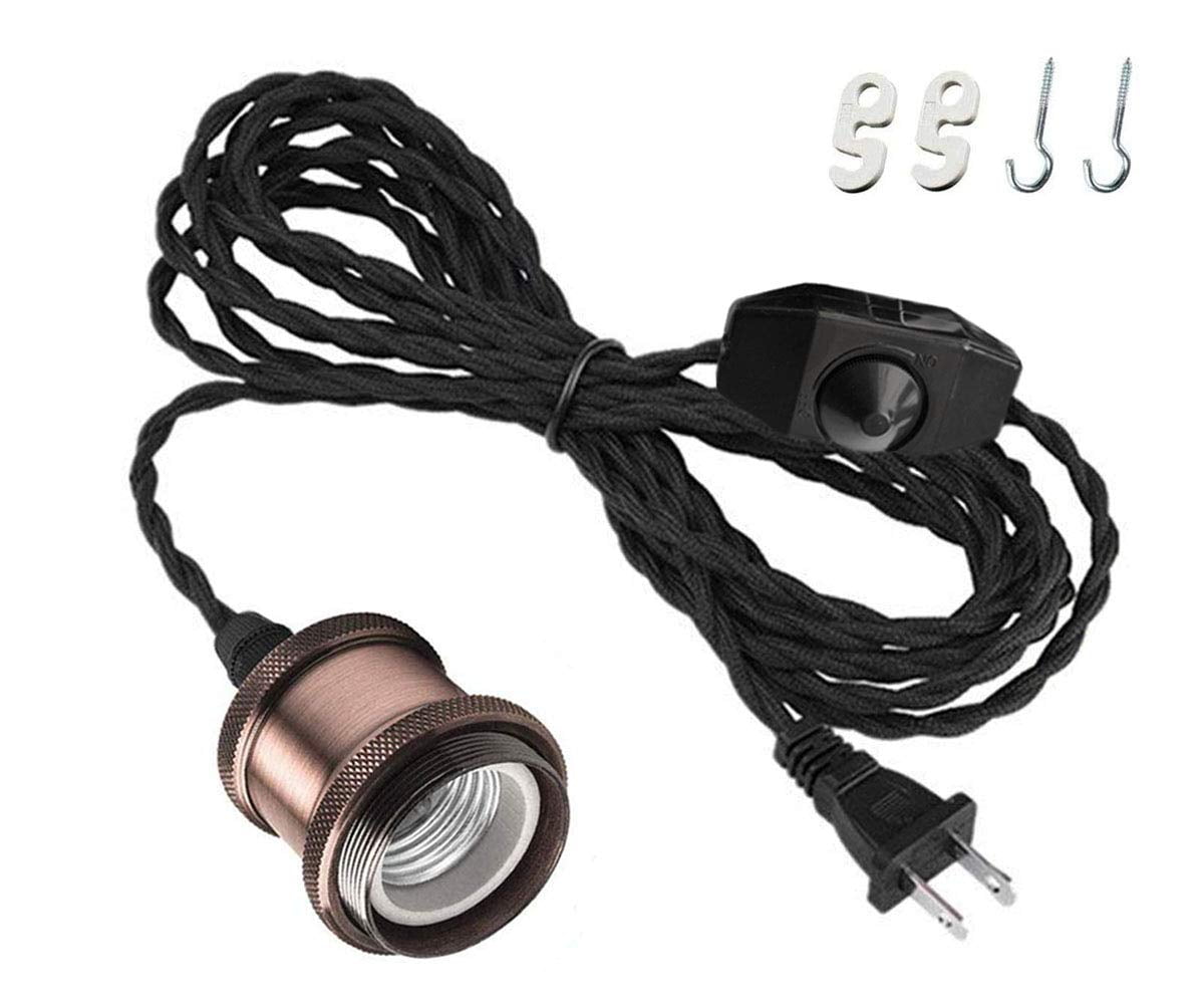 Kiven Vintage Metal Light Sockets Pendant Hanging Light Cord Kit Plug ...