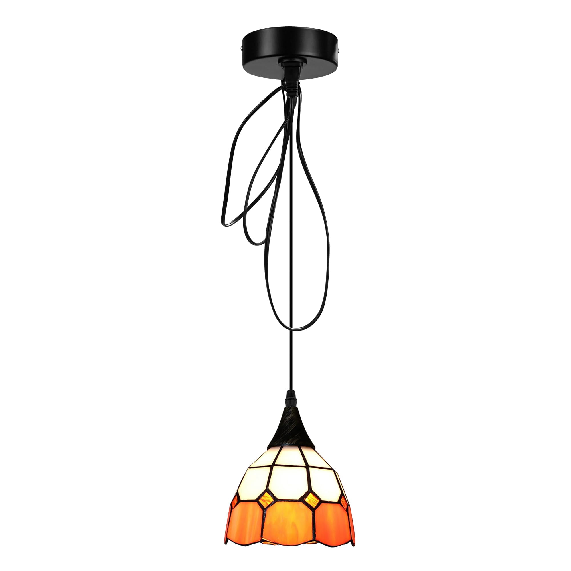 Kiven Vintage Pendant Light,Yellow Glass Ceiling Light Plate Light ...