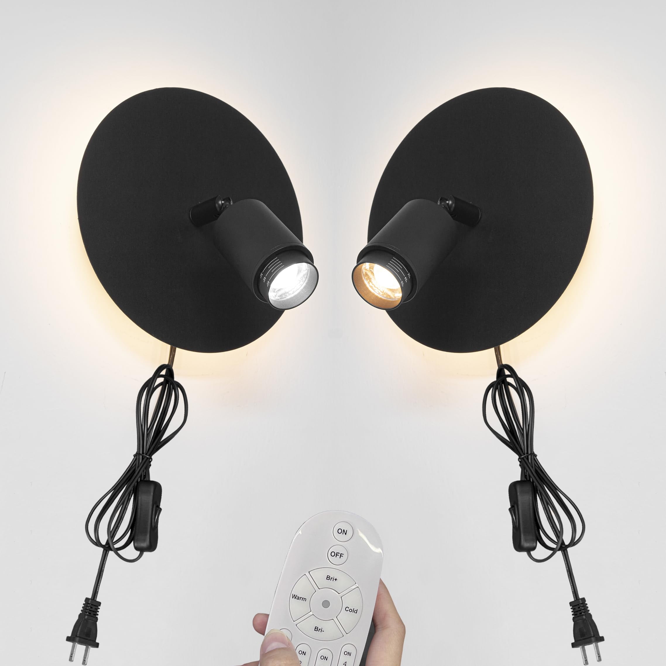 Kiven Wall Mounted Reading Light,Set of 2 Dimmable Bedside Headboard ...