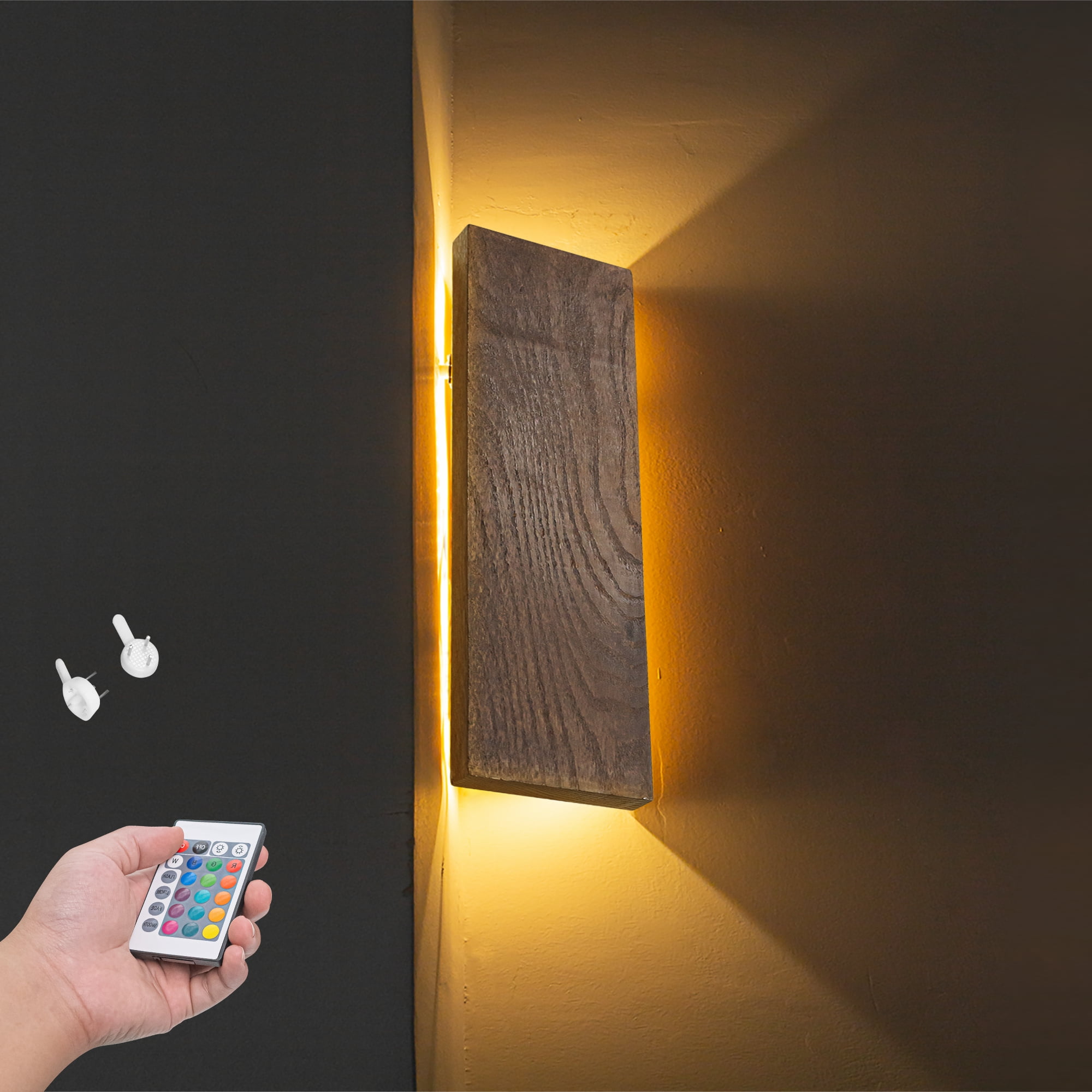 Kiven Wood Hover Corner Accent Light, LED Accent Wall Light, Dimmable ...