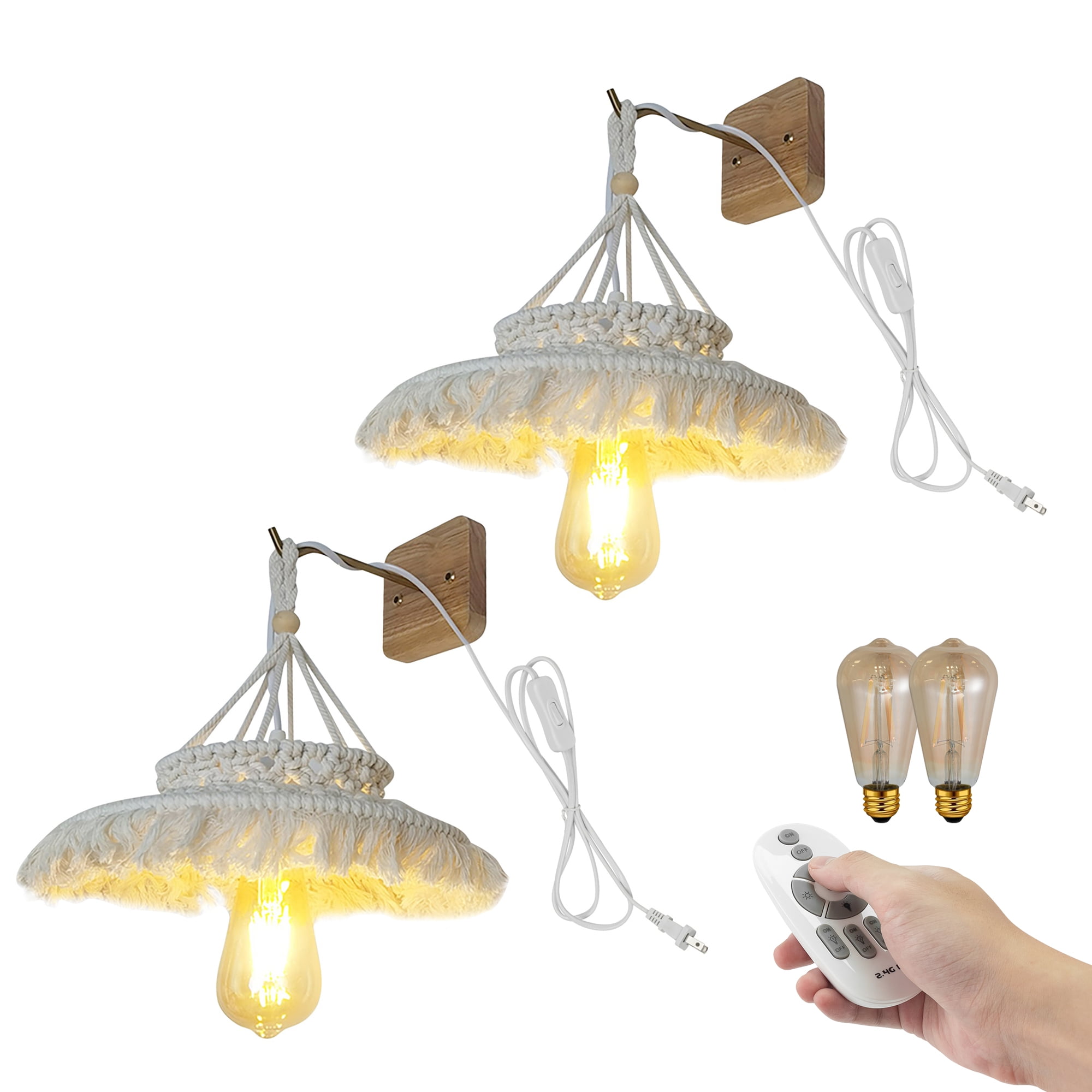 Kiven wall lamp with plug in cord and Remote, Bohemian Style Wall ...