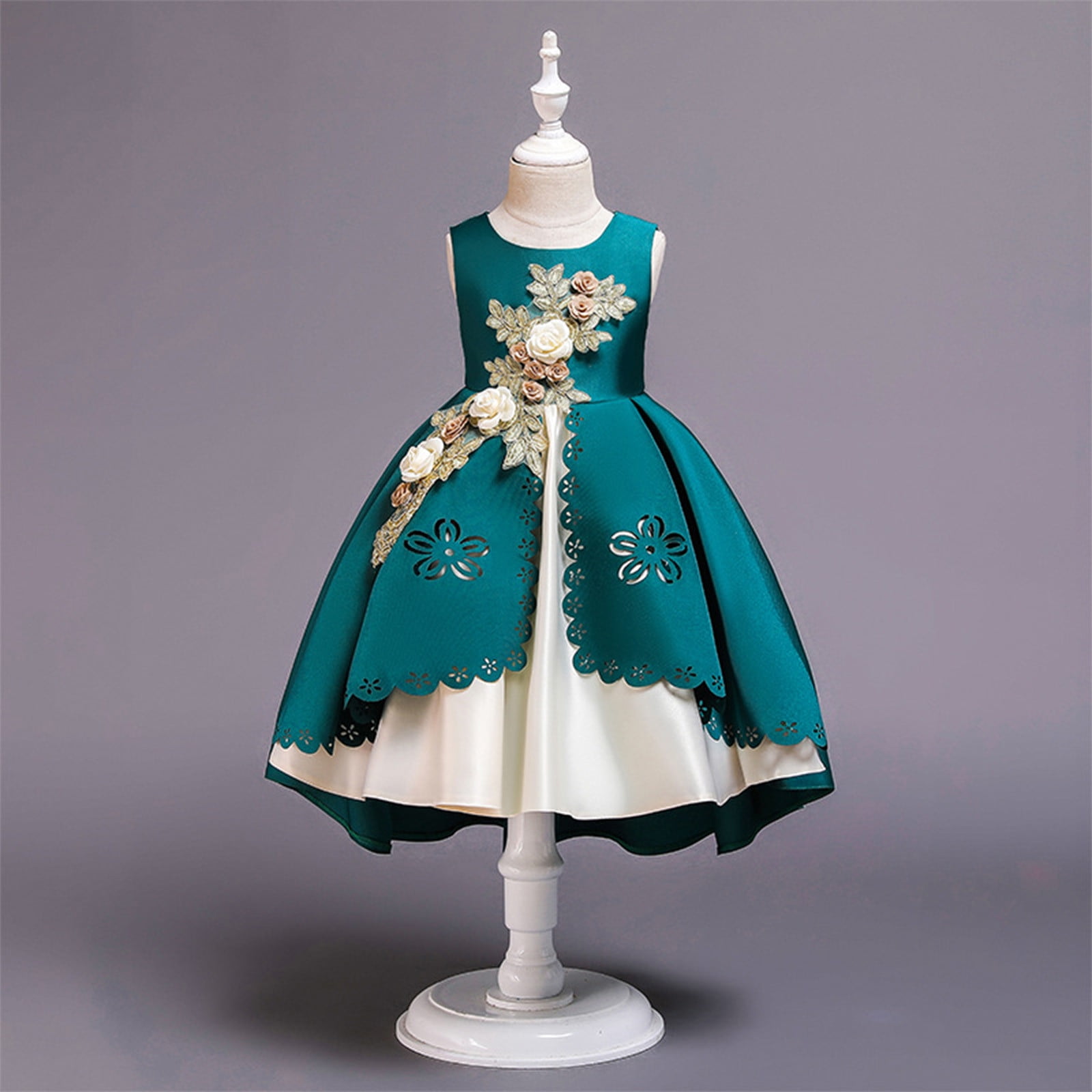 Kiviey Girls Princess Dress Puffy Sleeve Princess Birthday Party Skirt with Bow Flower Size 12 ...