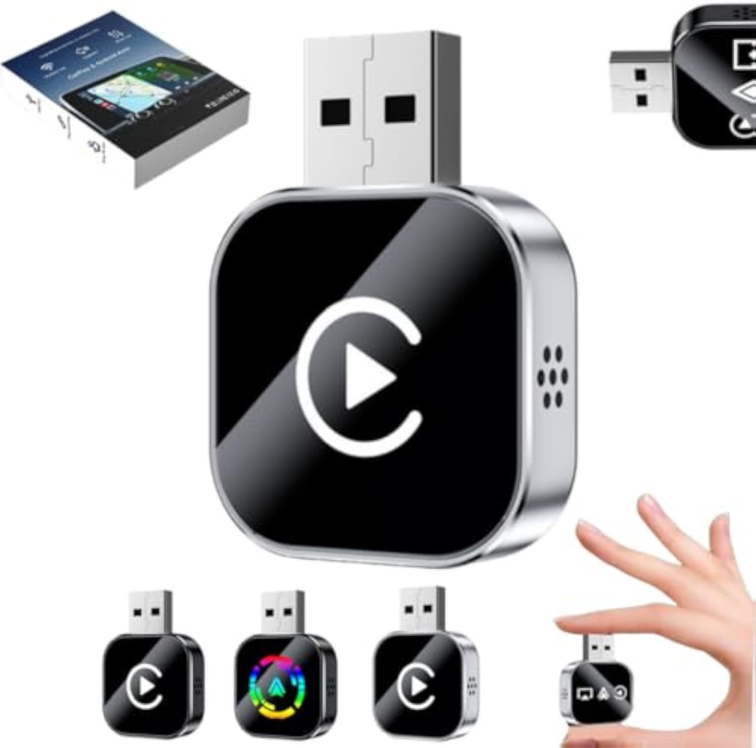 Kivont 3 in 1 Adapter, 2026 Upgrade Wireless Carplay Adapter, for iPhone, with 2.4/5ghz WiFi and ...