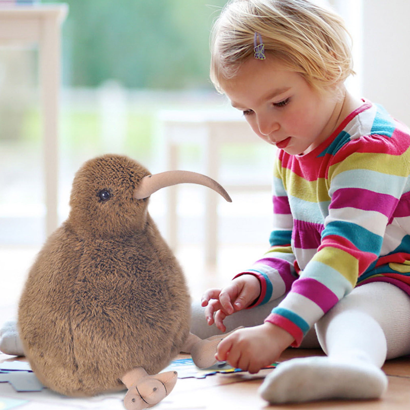 Kiwi Bird Plush Toy, Stuffed Animal Furry Kiwi Plushie Doll, Soft Fluffy Like Real Bird Hugging ...