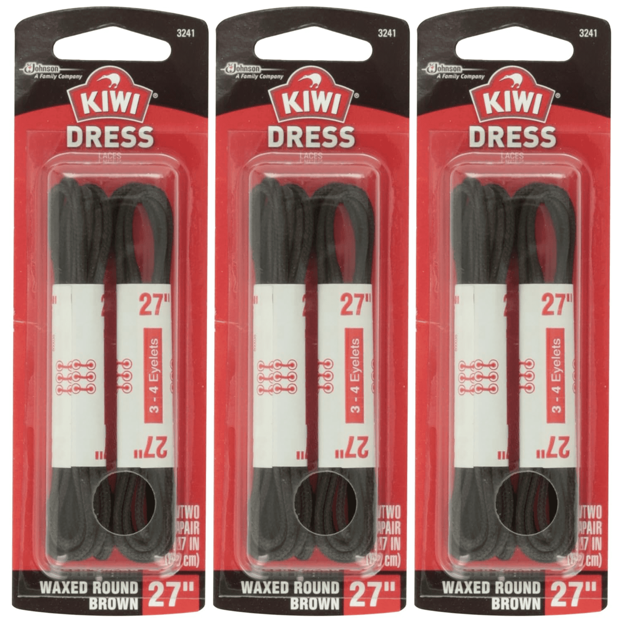 Kiwi Dress Waxed Round Brown Shoelaces, 27 Inch, 6 Pair for Men’s and ...