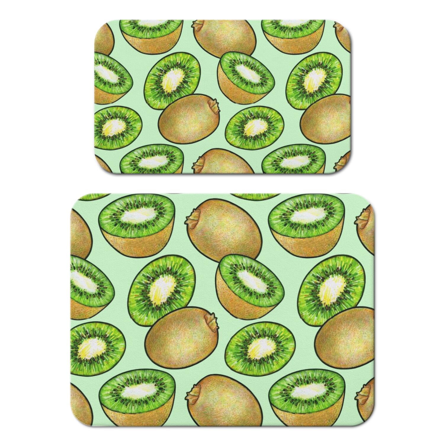 Kiwi Fruit Pattern Coffee Bar Mat 2-Pack - Tropical Green Aesthetic ...