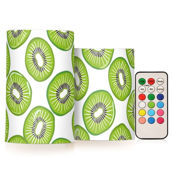 Kiwi Fruit Pattern Flameless LED Candle Set with Remote, Battery ...