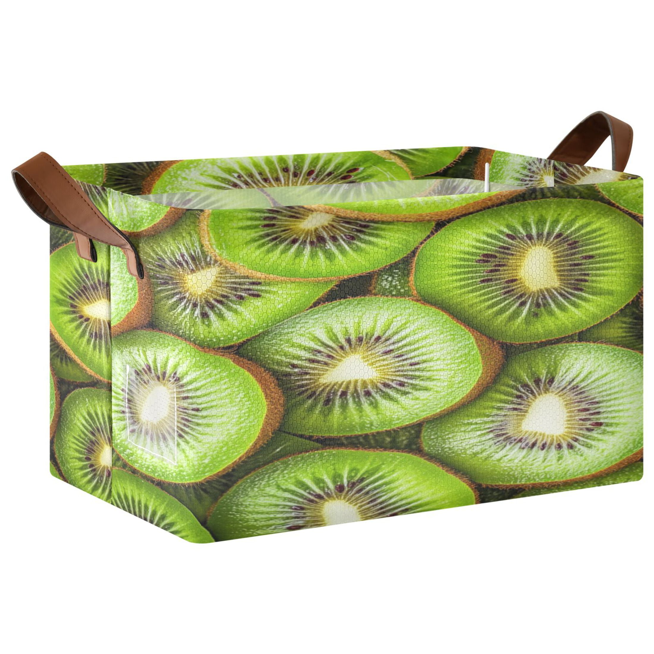 Kiwi Fruit Pattern Storage Basket Soccer Plaid Fabric Hoard Box ...