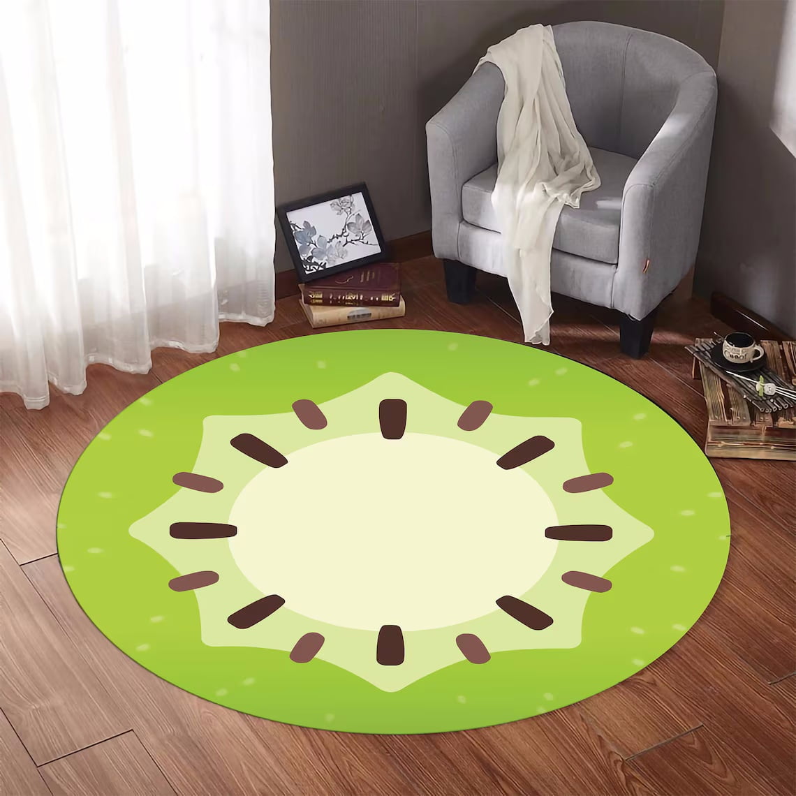 Kiwi Rug Round Kitchen Carpet Fruit r Nursery Play Mat Kids Room Rug ...