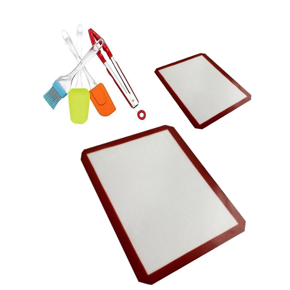Kiwi Silicone Baking Mats 2 pack with 4 Pc set Tongs and Spatulas ...