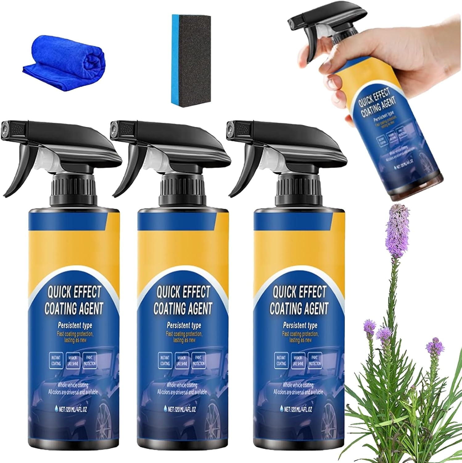 Kiwient/Bgnie Car Coating Spray, 120ml Advanced Car Quick-Acting Coating Agent Spray, Maxlone 3 ...