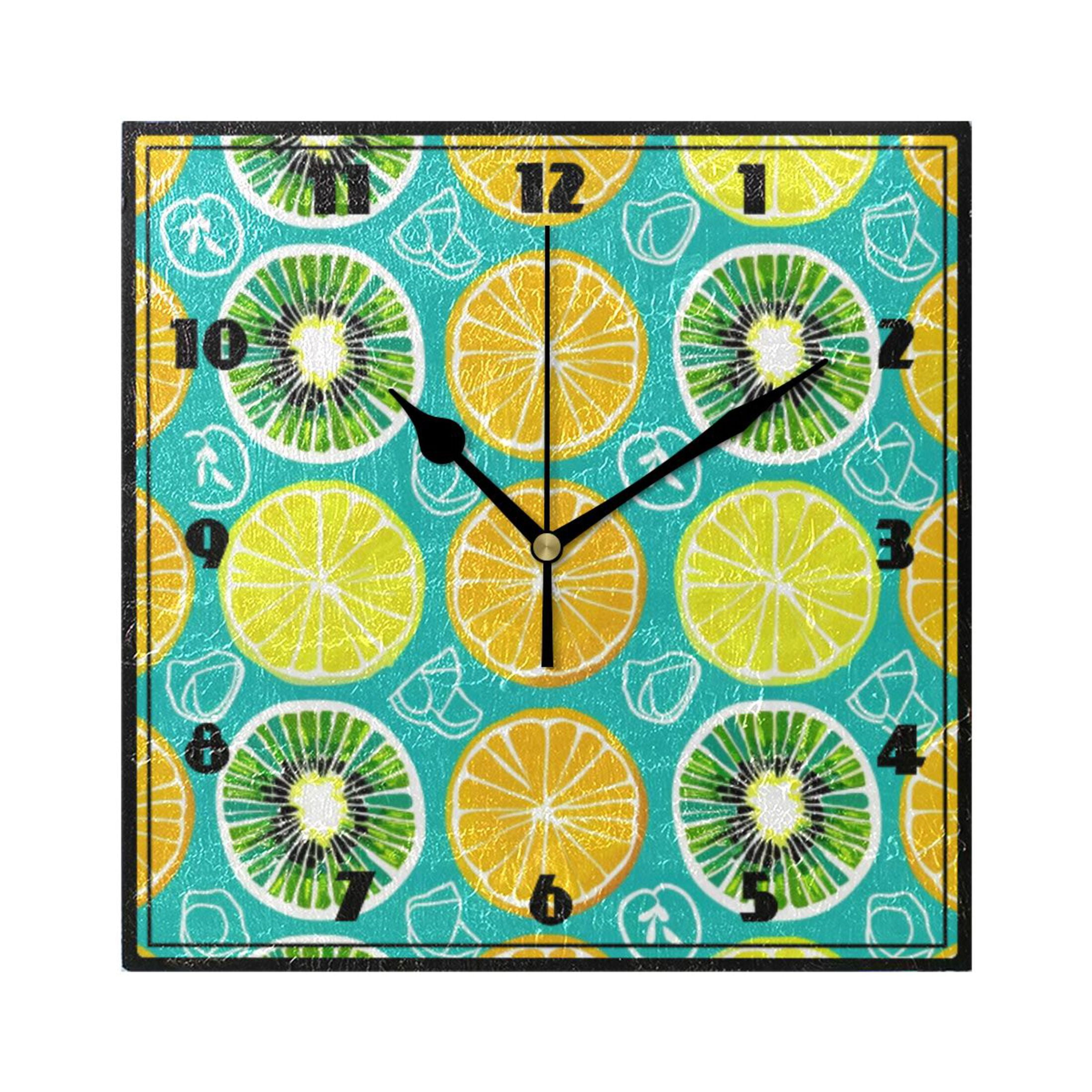 Kiwifruit Orange Lemon Slices Wall Clock 7.78" Non-Ticking Silent Battery Operated for Home ...