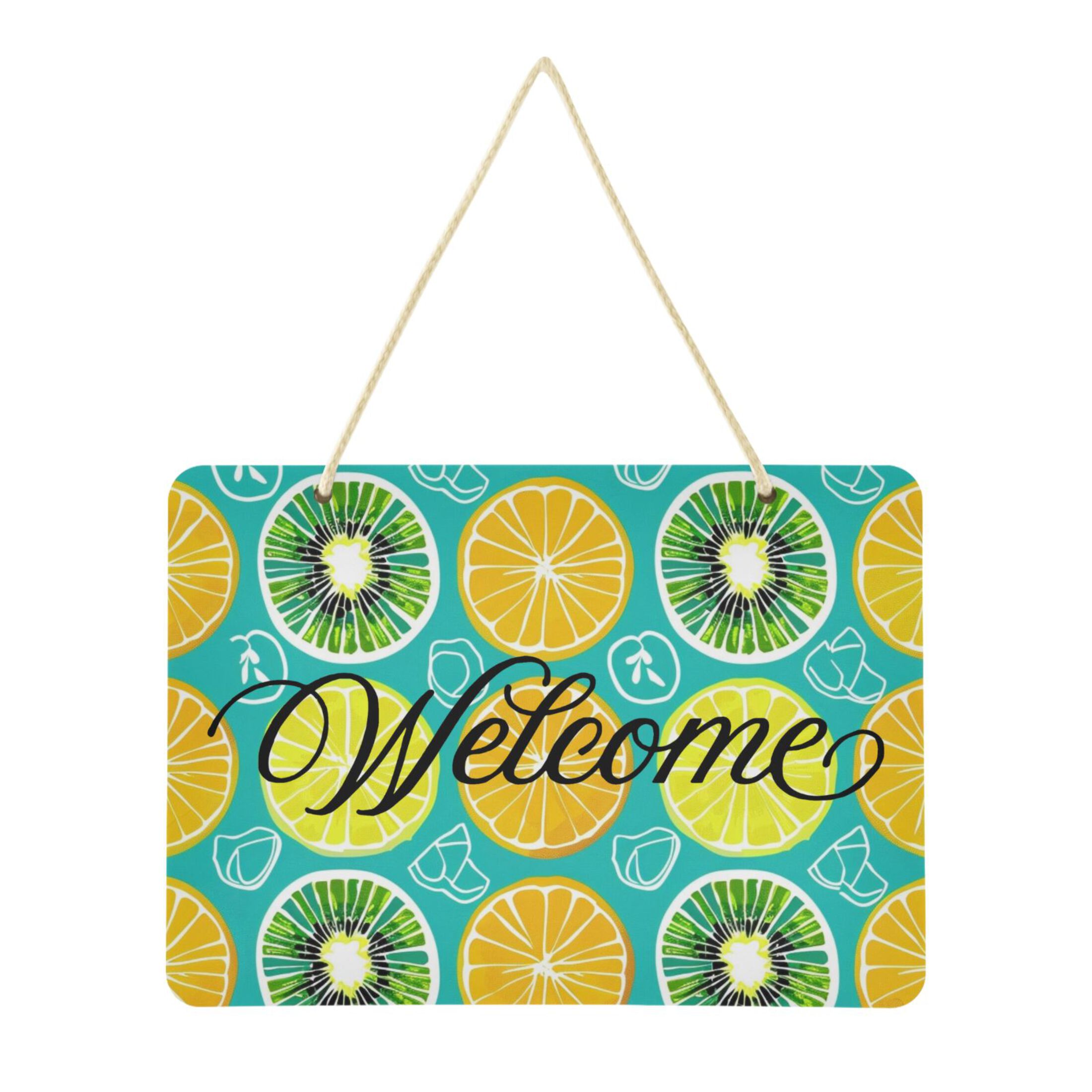 Kiwifruit Orange Lemon Slices Welcome Sign Front Door PVC 14x10 inch ...