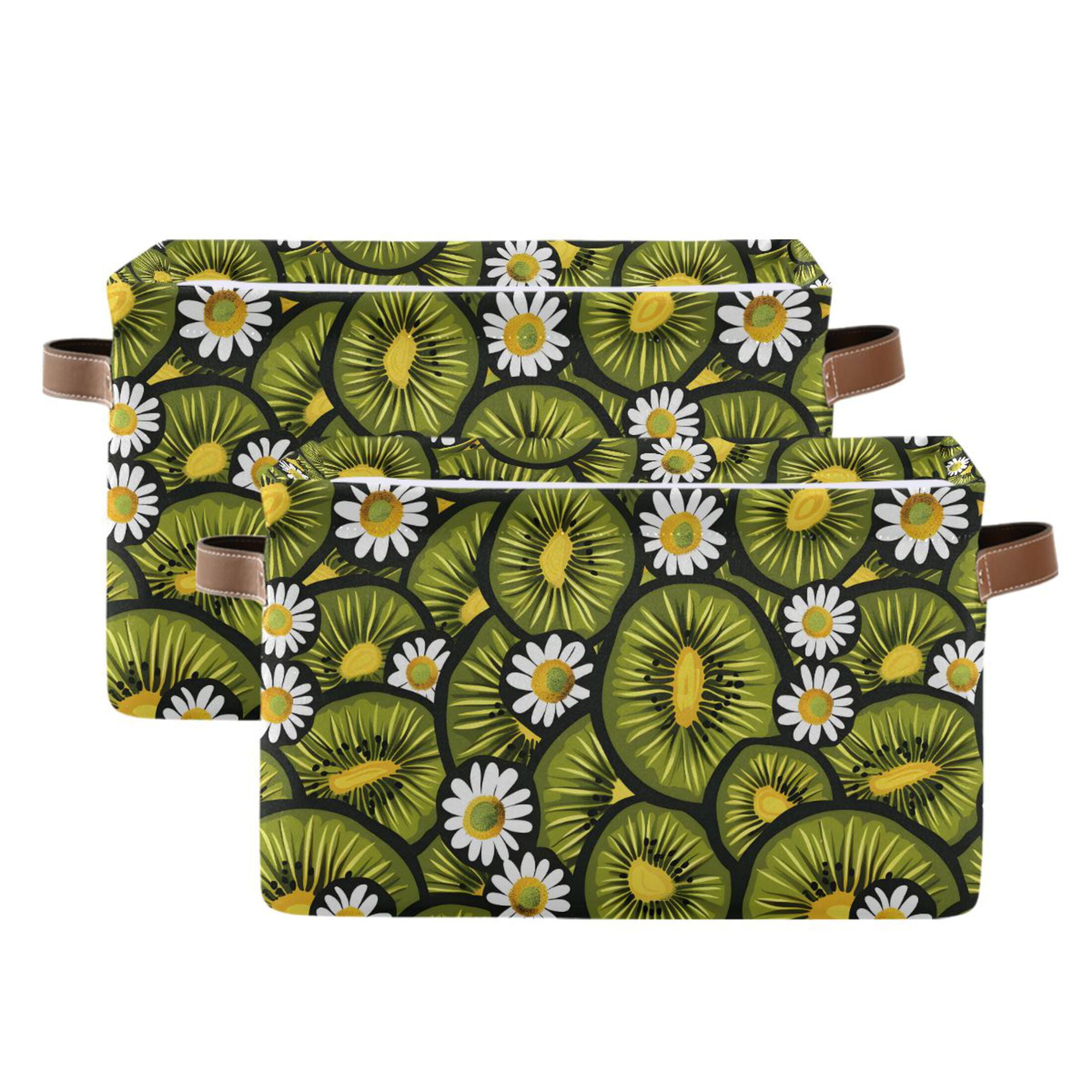 Kiwifruit with Daisy Storage Bins with Handle Fabric Organizer Basket ...