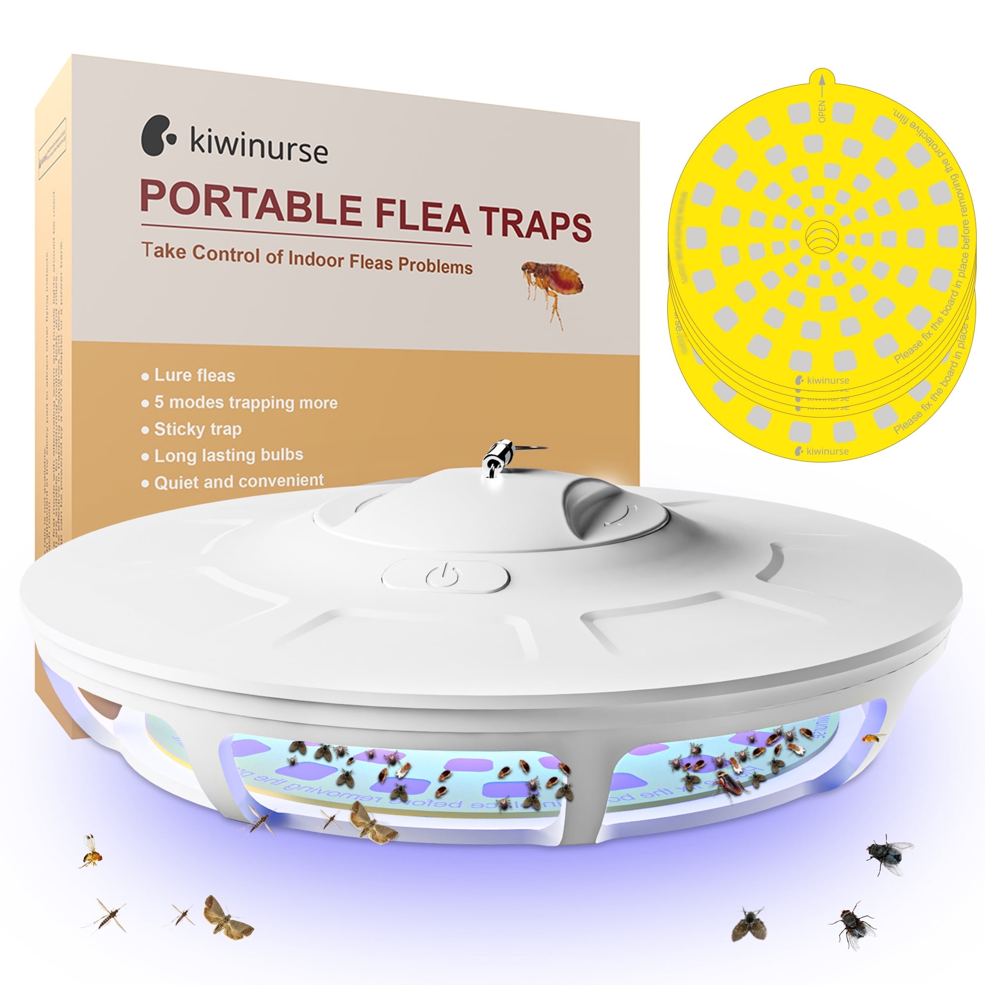 kiwinurse Flea Trap Indoor Flying Bed Bug Killer with 5 Refills, Warm ...