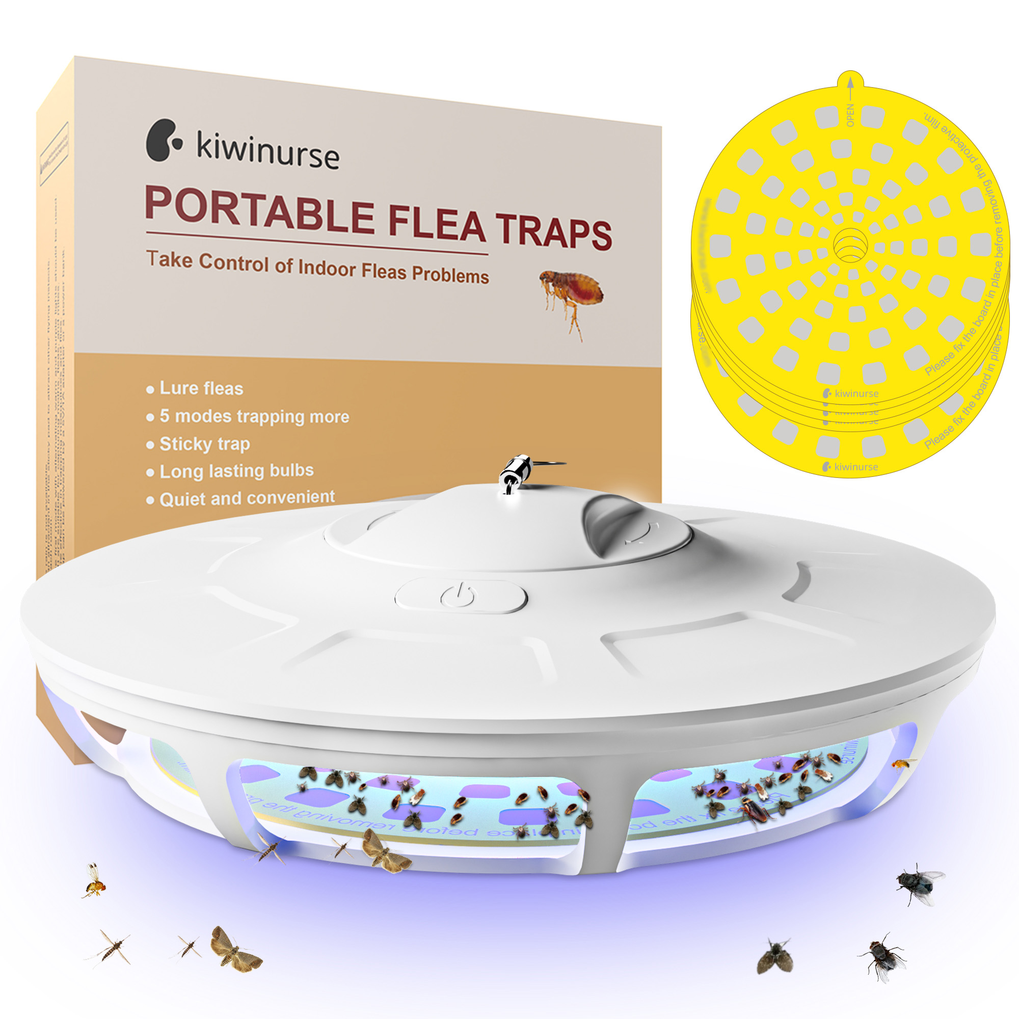 Kiwinurse Indoor & Outdoor Pet House Flea trap - Light-Powered Pest ...