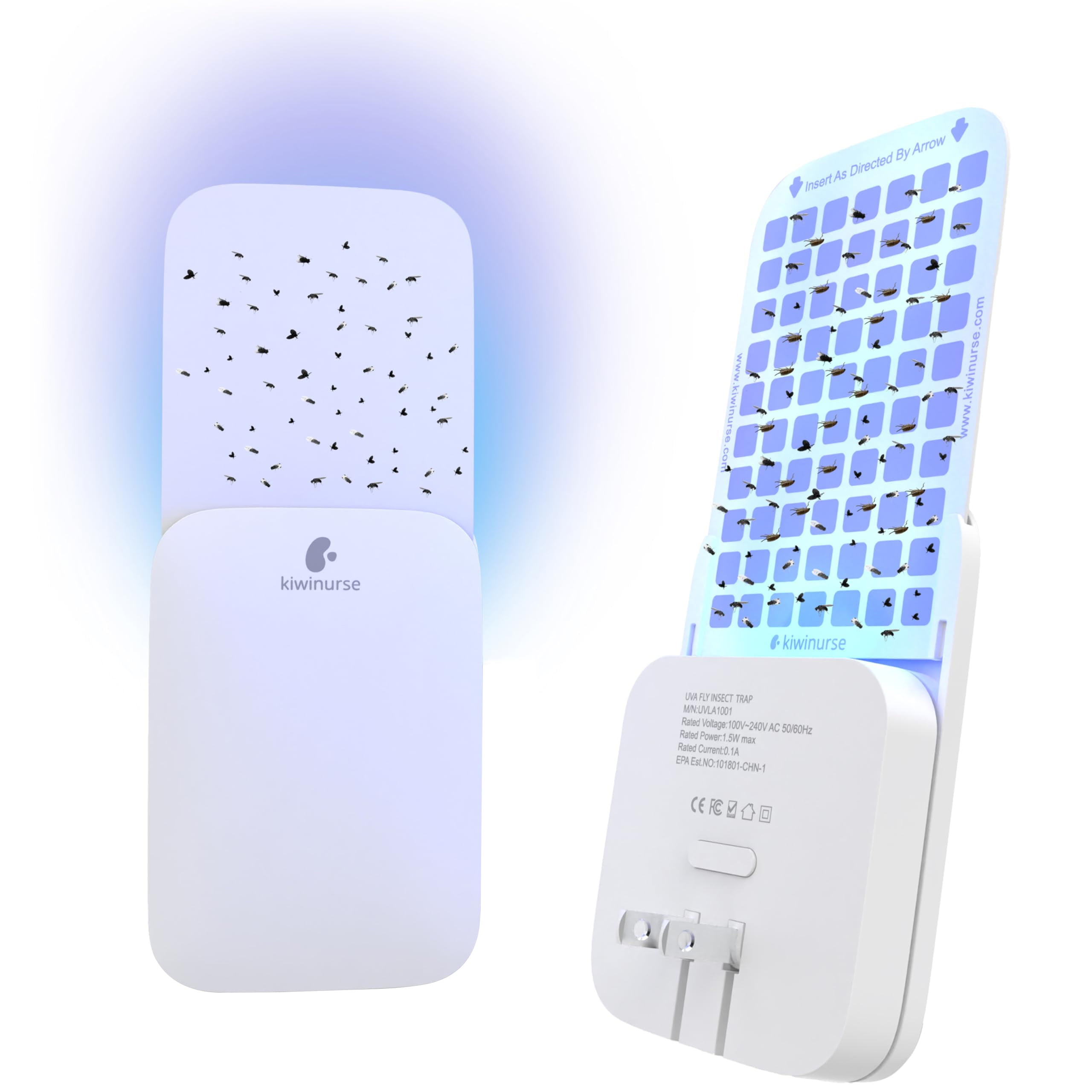 Kiwinurse Fly Trap Flying Insect Trap (1 Device + 4 Refill Cards) Safe ...