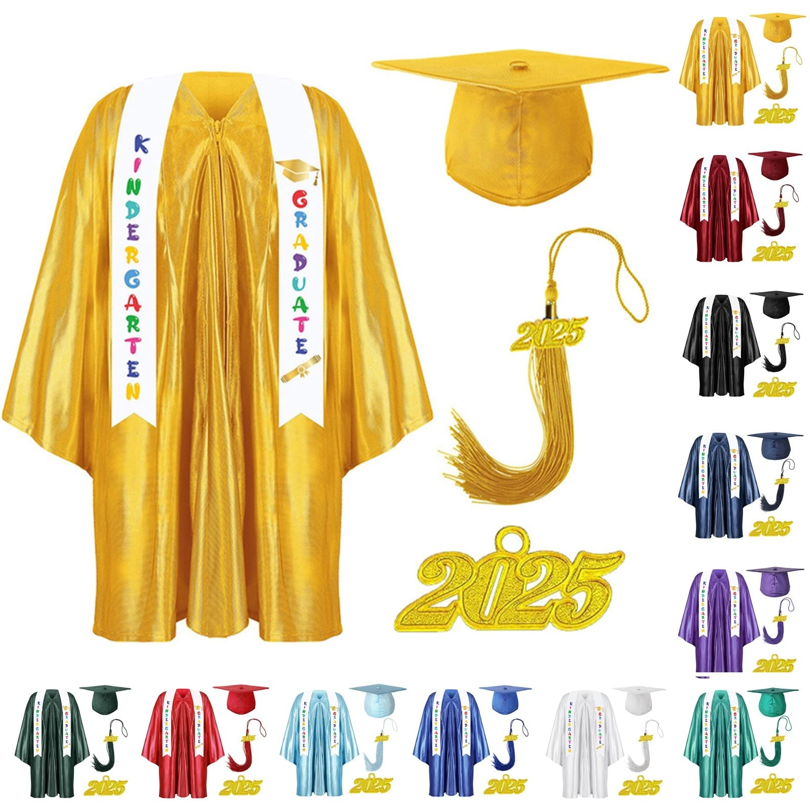 Kixjoy 2025 Kindergarten Graduation Cap & Gown Set, Adjustable ...