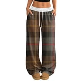 Kixjoy Brown Sweatpants for Women Baggy Drawstring Wide Leg Pants ...