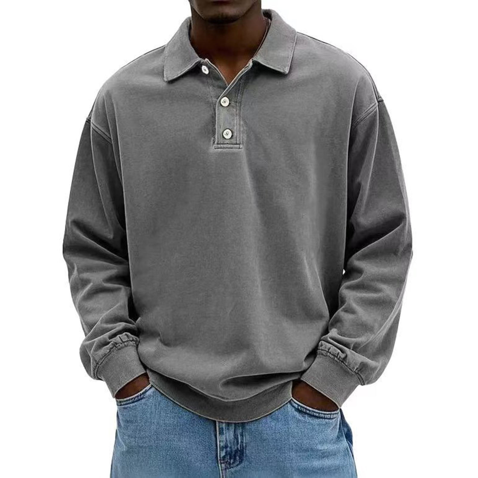 Kixjoy Dark Gray Long Sleeve Shirts for Men Big and Tall Button Down ...