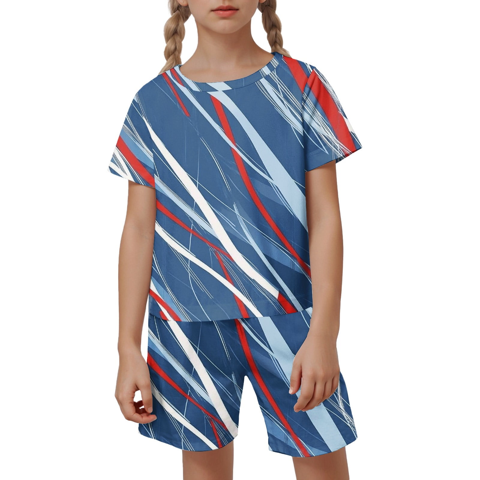 Kixjoy Fourth Of July 2 Pieces Set for Girls Loose Patriotic Usa Flag ...