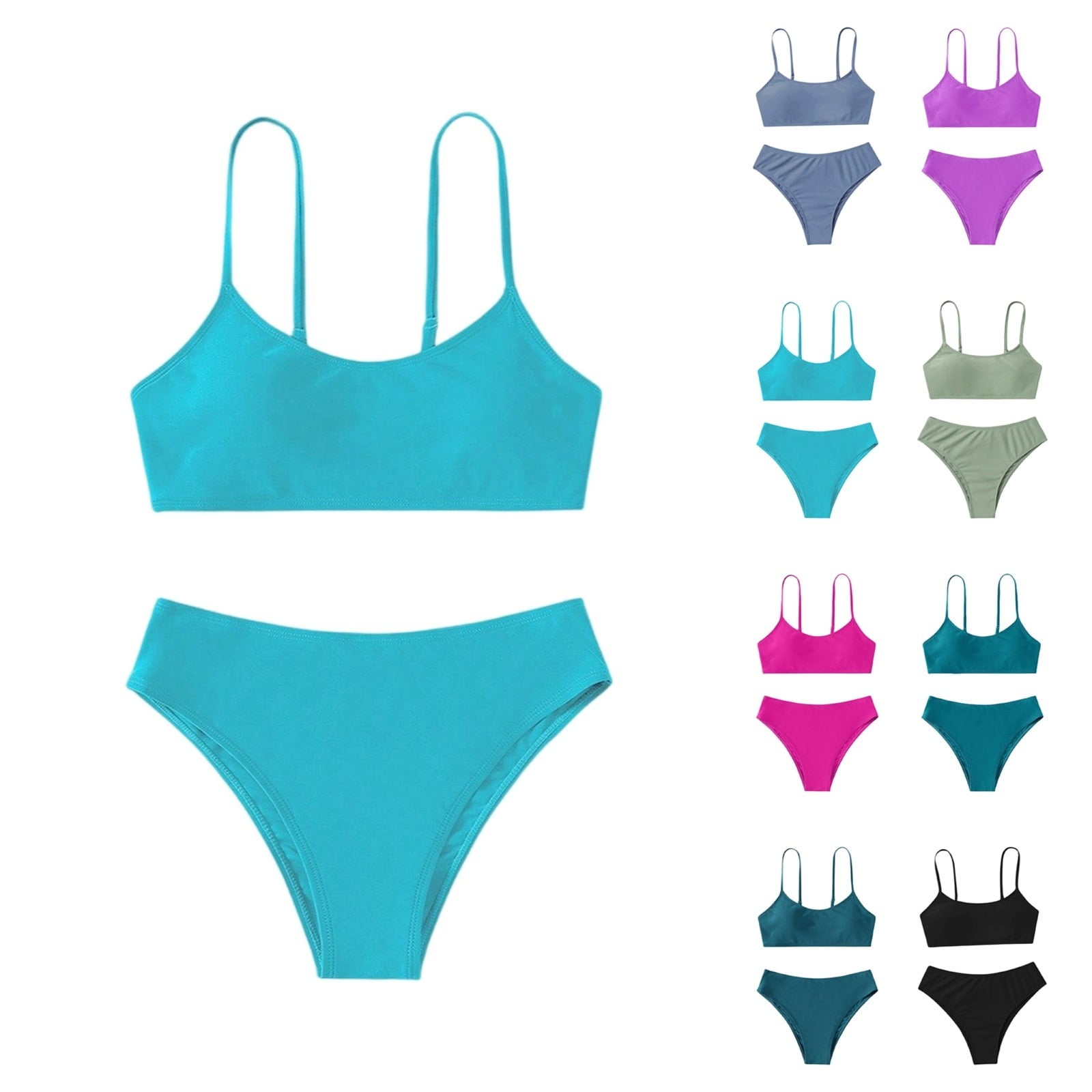 Kixjoy Girls Bikini 8-9Y Cute Full Coverage Triangle Two Piece ...