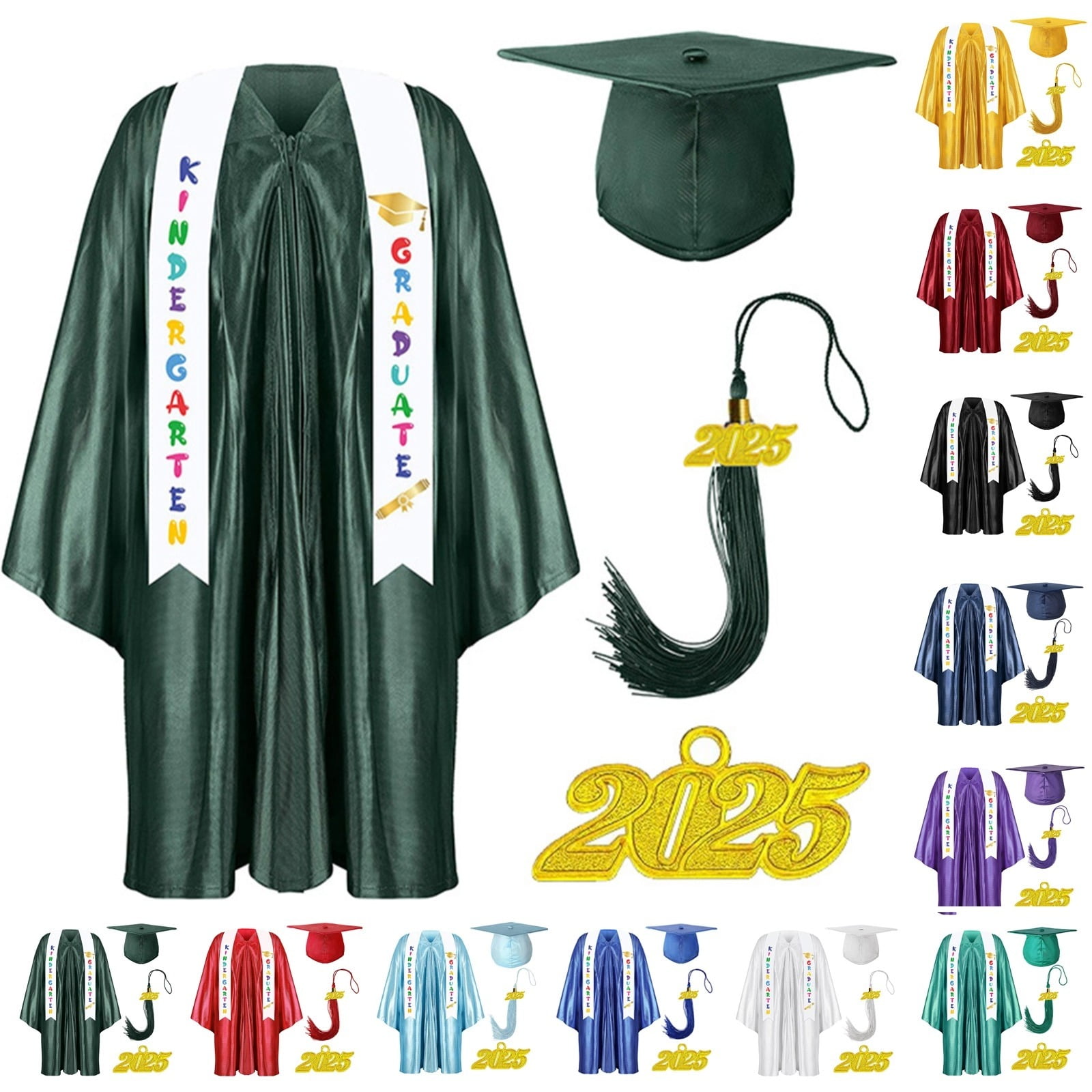 Kixjoy Kids Graduation Cap and Gown Set, Durable 24" - 36" Preschool ...