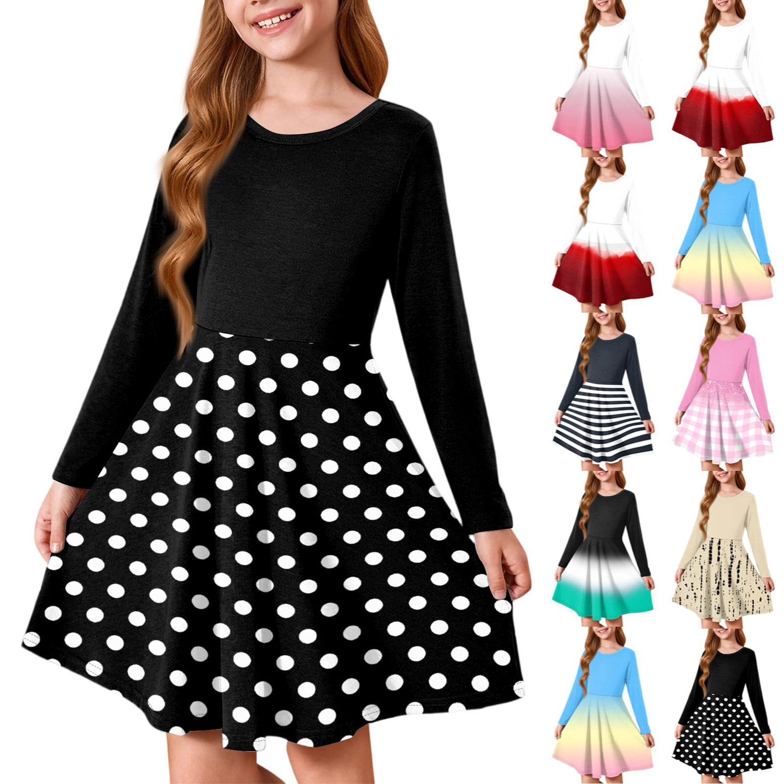 Kixjoy Long Dresss for Girls Tiered Ruffle Long Sleeve Floral Maxi ...