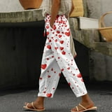 Kixjoy Lounge Pants Women Linen Drawstring Wide Leg Palazzo Pants ...