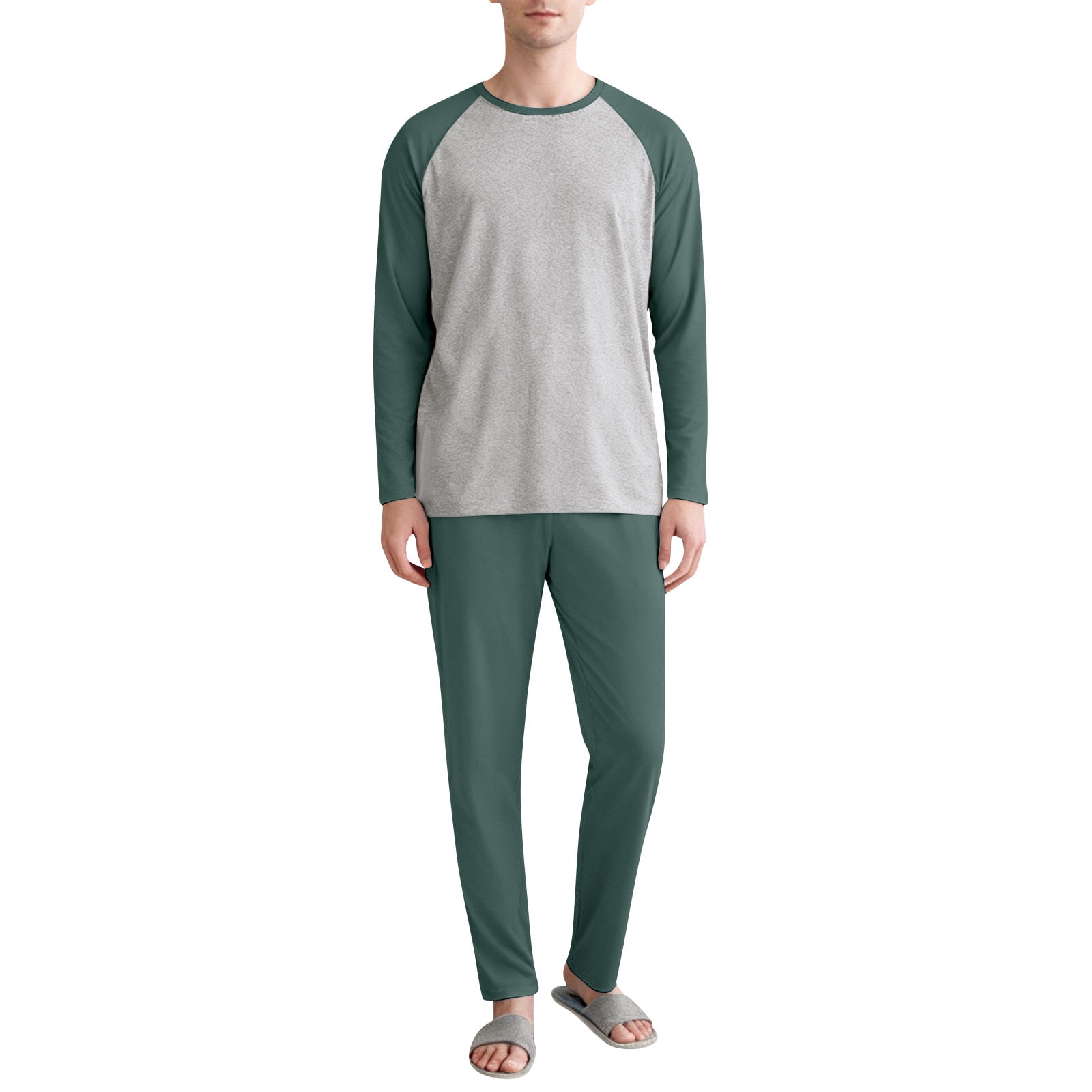 Kixjoy Lounge Sets for Men Long Sleeve Raglan Lightweight Pjs Winter ...