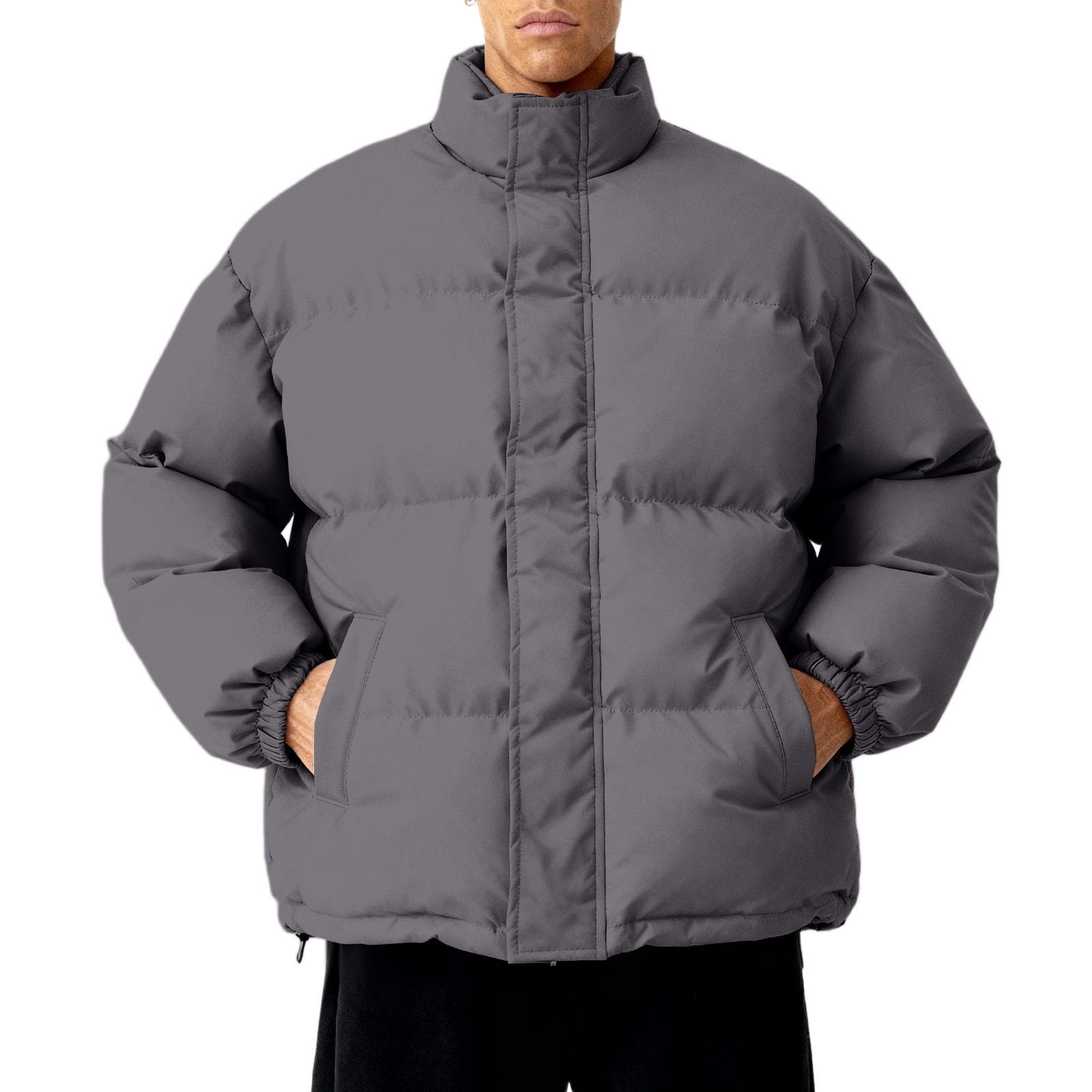 Kixjoy Mens Winter Jacket Fleece Lined Zip Up Basic Coat Outdoor ...