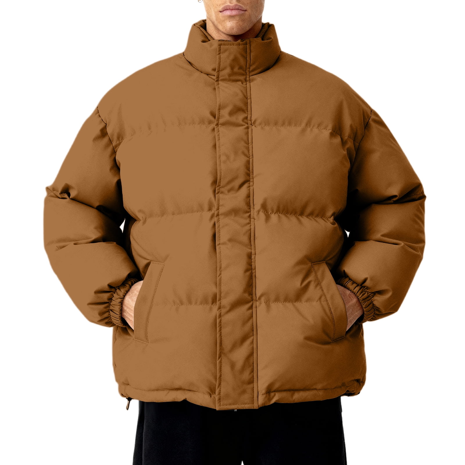 Kixjoy Mens Winter Jacket Fleece Lined Zip Up Basic Coat Work Fashion ...