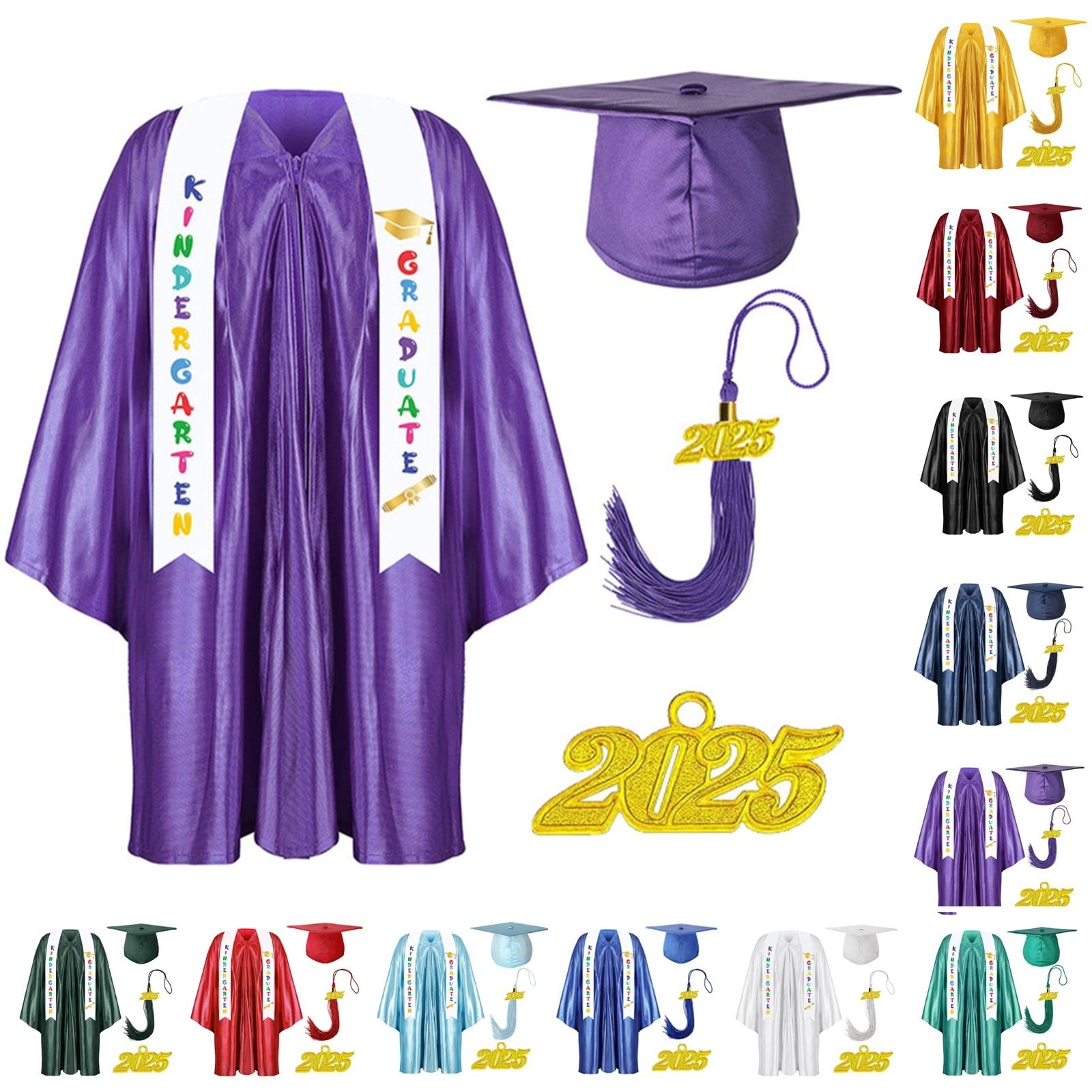 Kixjoy Preschool Graduation Photoshoot Set, Matching Cap, Gown & Stole ...