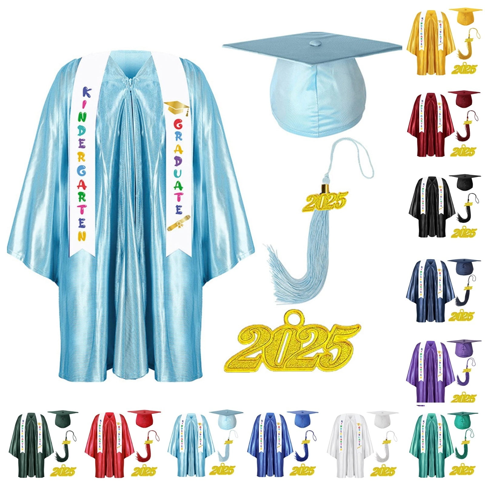Kixjoy Preschool Graduation Starter Pack, Cap, Gown, Invitations ...