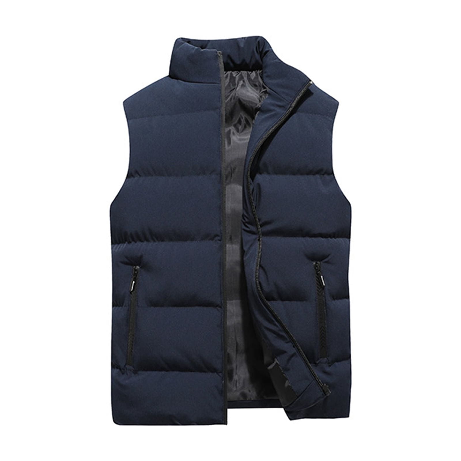 Kixjoy Puffer Vest Men Casual Zip Up Outdoor Vest Fall Cotton Big and ...