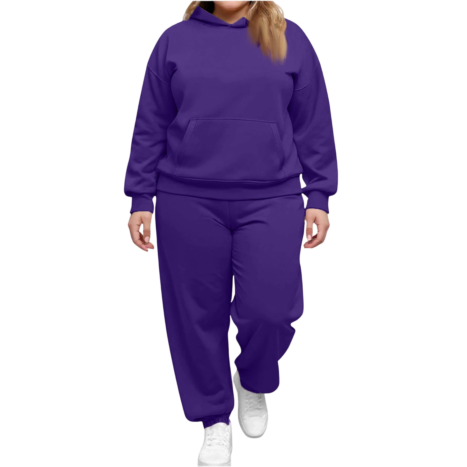 Kixjoy Purple Sweatsuit for Women 2 Piece Set Casual Plus Size ...