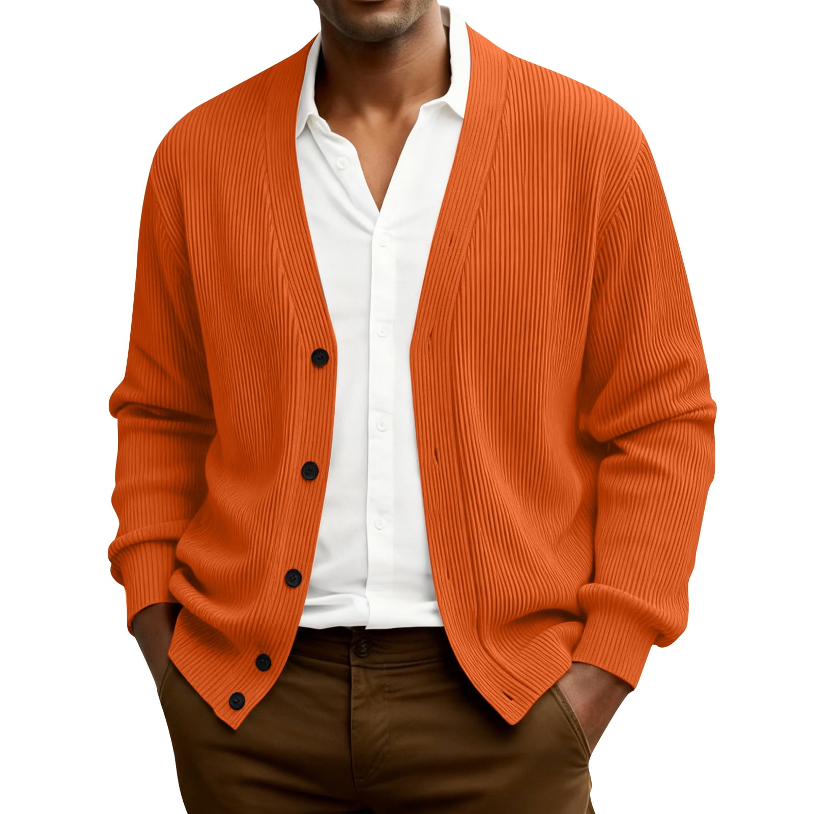 Kixjoy Red Cardigan Sweaters for Men Long Sleeve Big and Tall Button ...