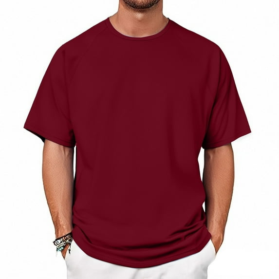 Kixjoy Red T Shirts for Man Quick Dry Crewneck Short Sleeve T Shirts ...