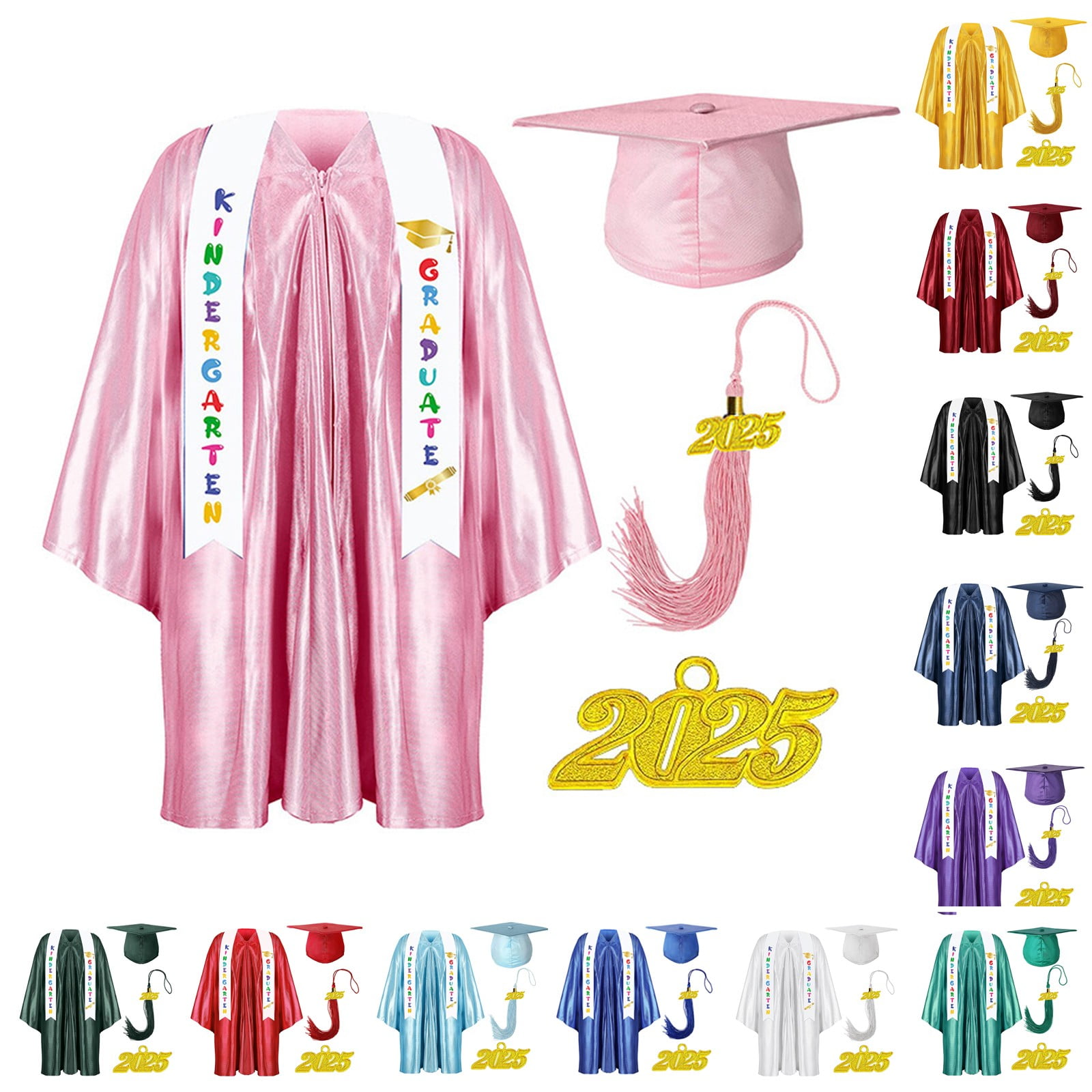 Kixjoy Sparkle Graduation Set for Girls, Glitter Cap & Gown with 2025 ...