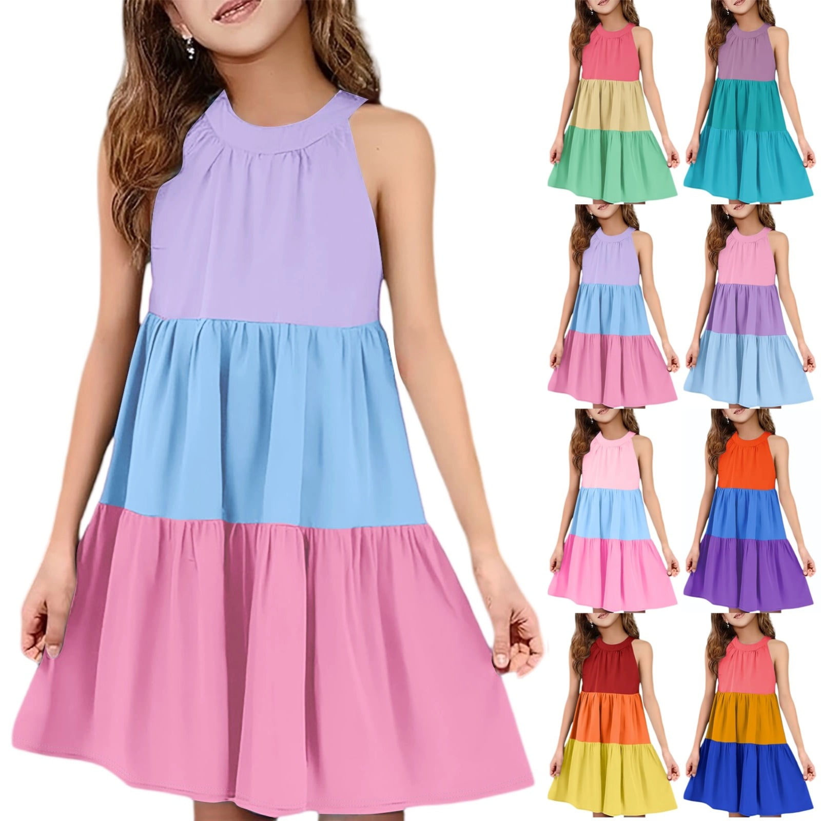 Kixjoy Summer Dresss for Girls Spring Tiered Ruffle Keyhole Neck Boho Maxi Dress Cute A-line ...