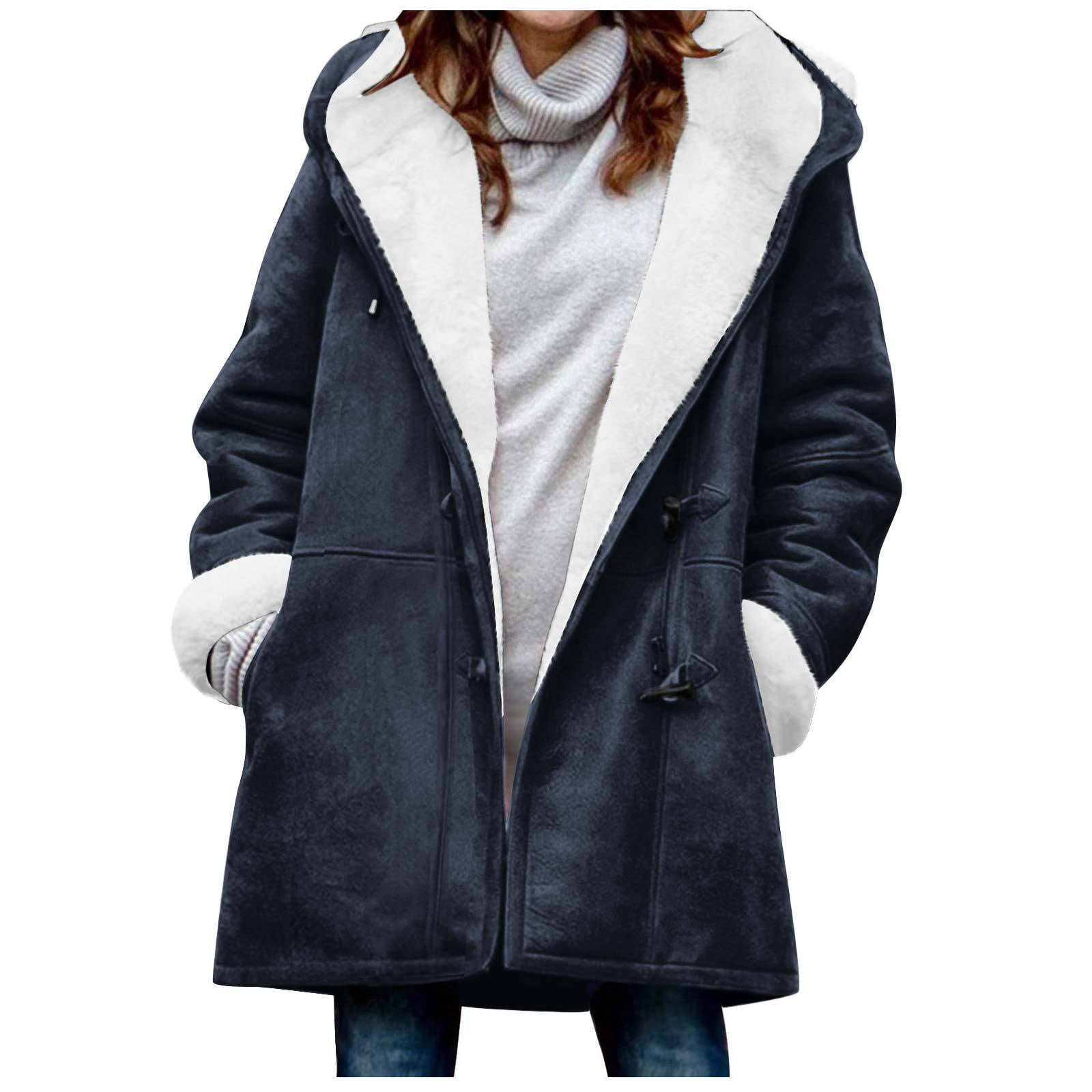 Kixjoy Women Fleece Long Coat Long Length Sleeve Thermal Oversized ...