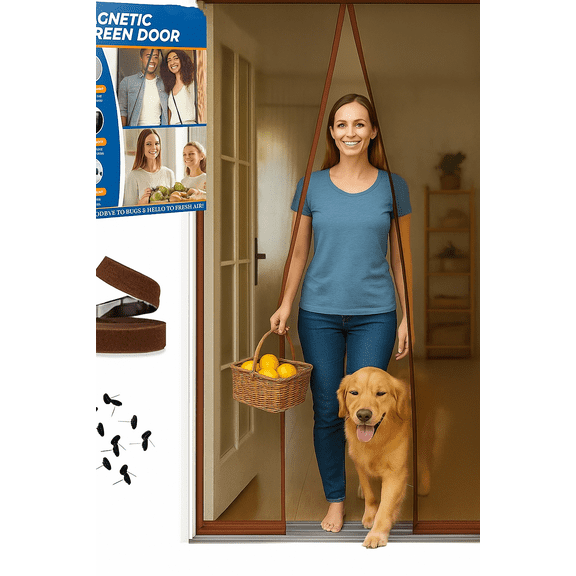 Magnetic Mesh Screen Door - Magic Bug & Mosquito Protector, Hands-Free ...