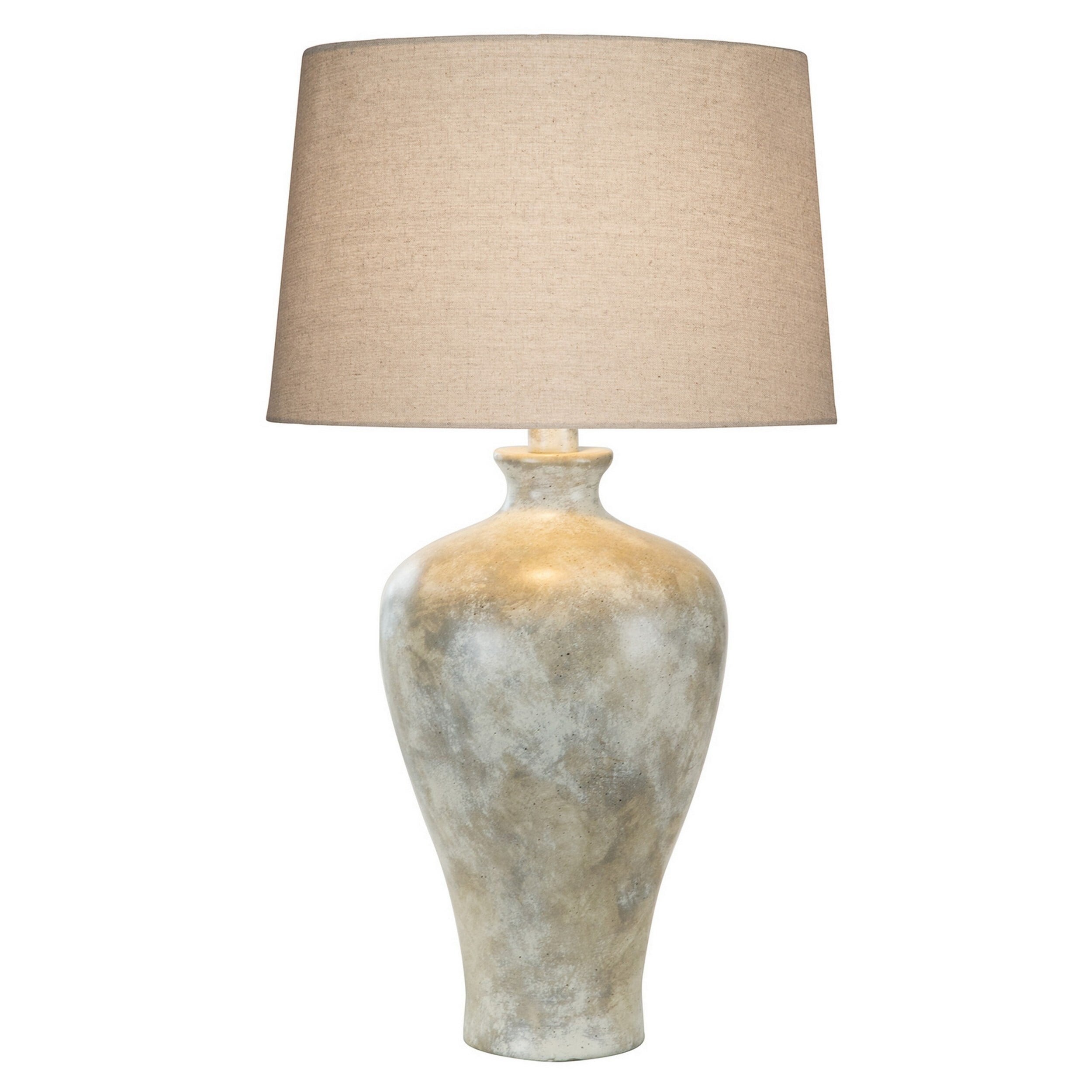 Kiza 28 Inch Table Lamp, Elongated Curved Urn, Cream Beige Stone Design ...