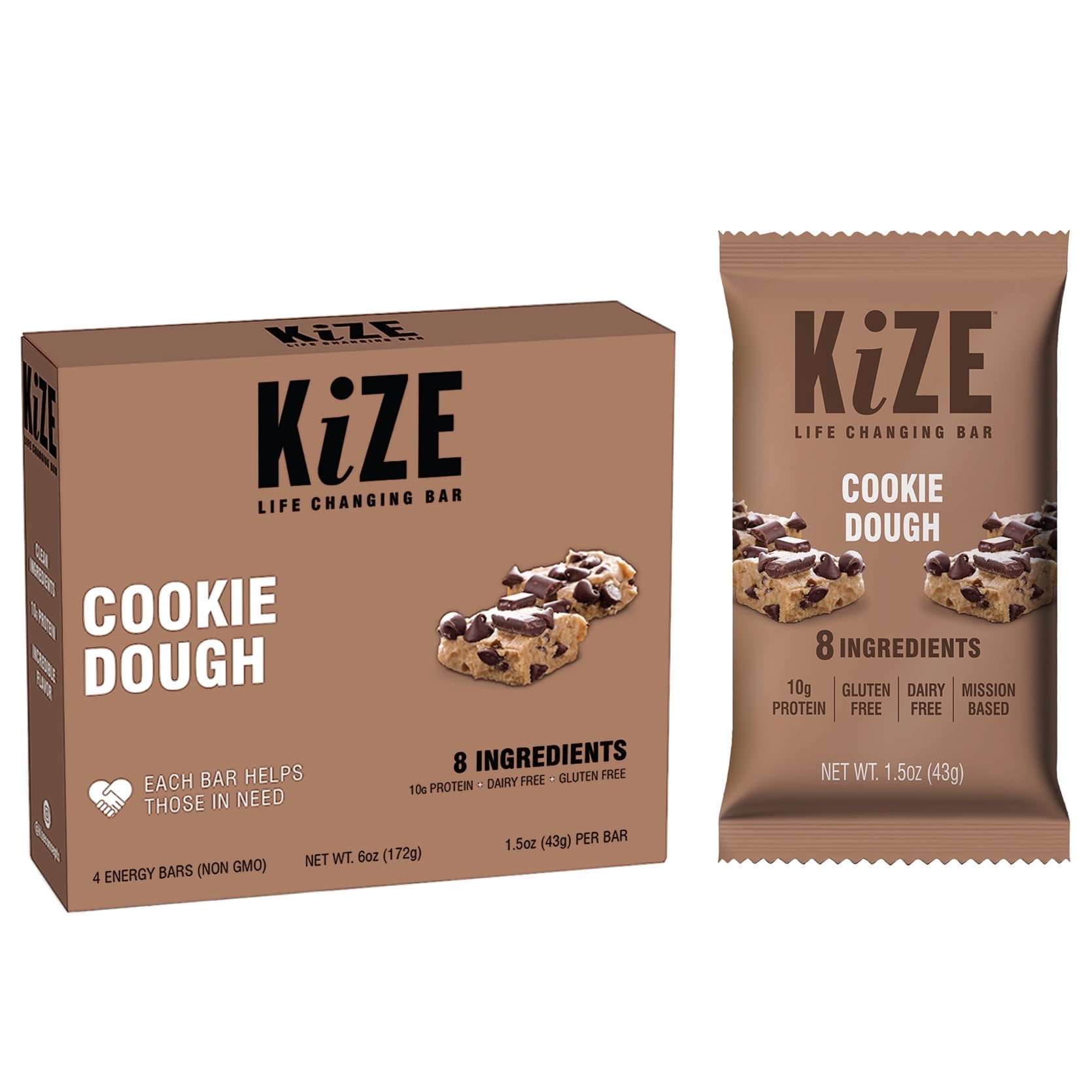 Kize Health & Diet Cookie Dough Energy Bars, Pack of 4, 1.5 Oz each ...