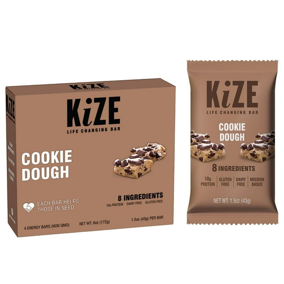 Kize Health & Diet Cookie Dough Energy Bars, Pack of 4, 1.5 Oz each ...