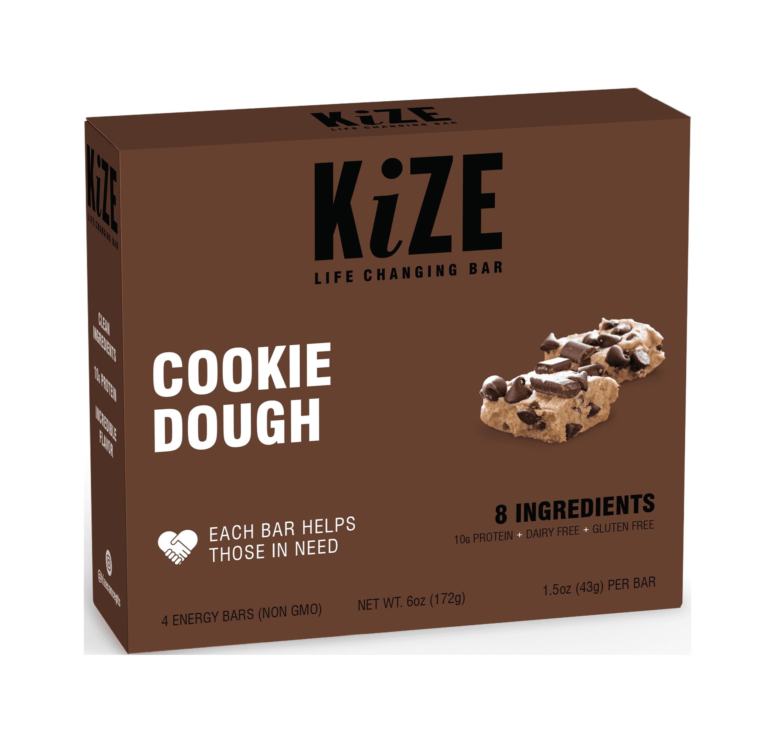Kize Life Changing Bar, Cookie Dough, 4 Energy Bars, 1.5 Oz each ...