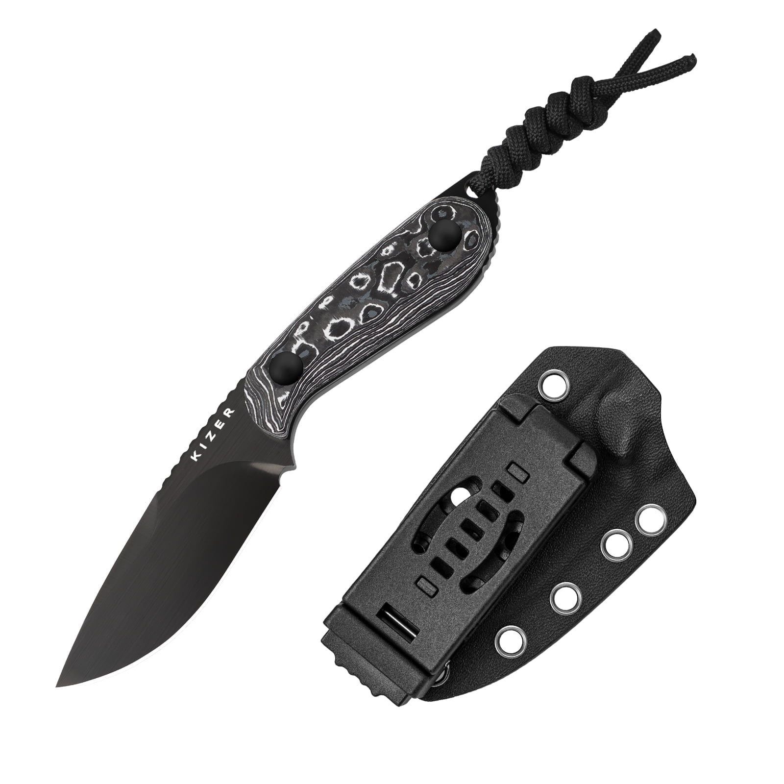 Kizer Buddy Fixed Knife Compact M390 SteelBlade Fat Carbon White Storm ...