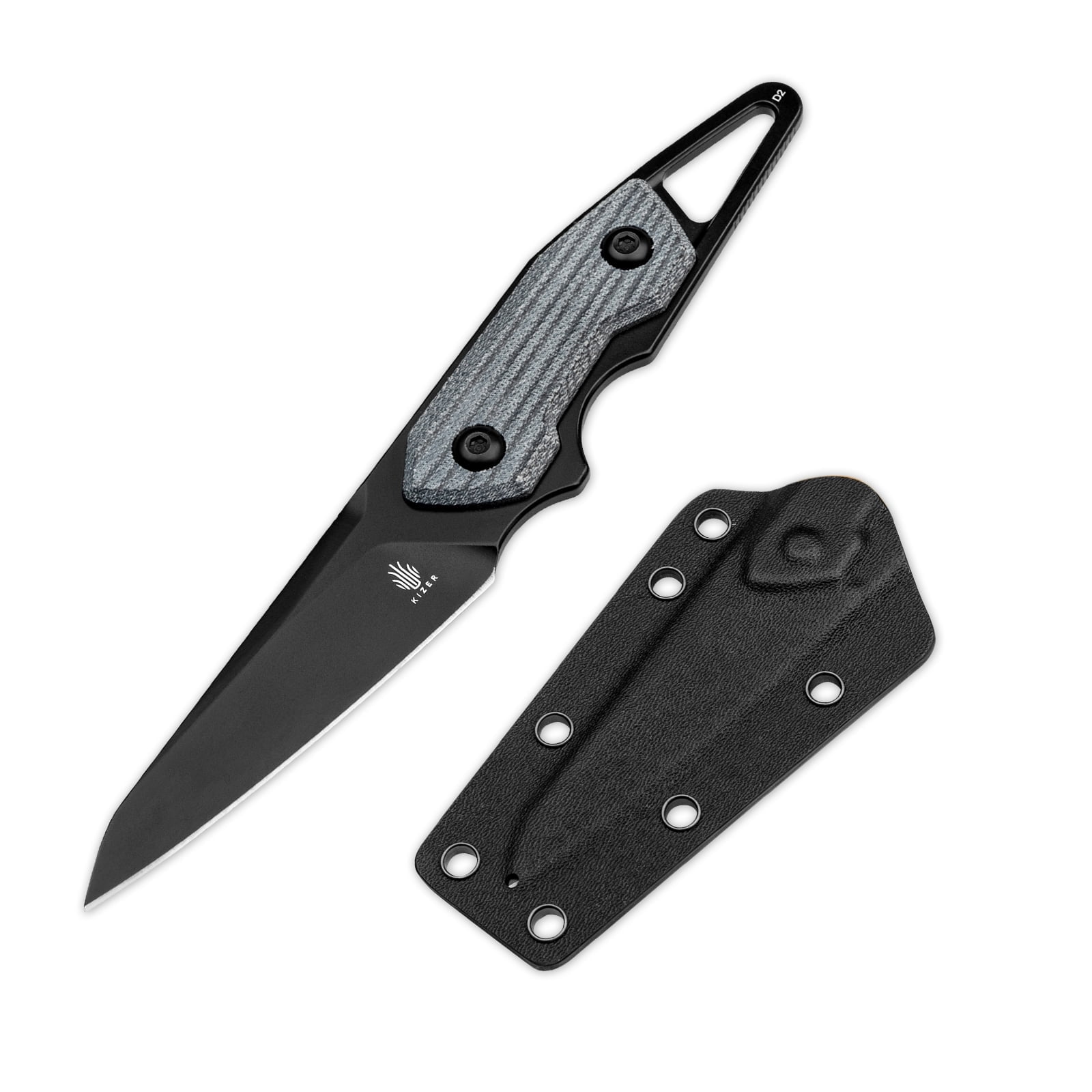 Kizer Fixed Blade Knife GROOM, D2 Steel D2 Handle Pocket Tactical ...