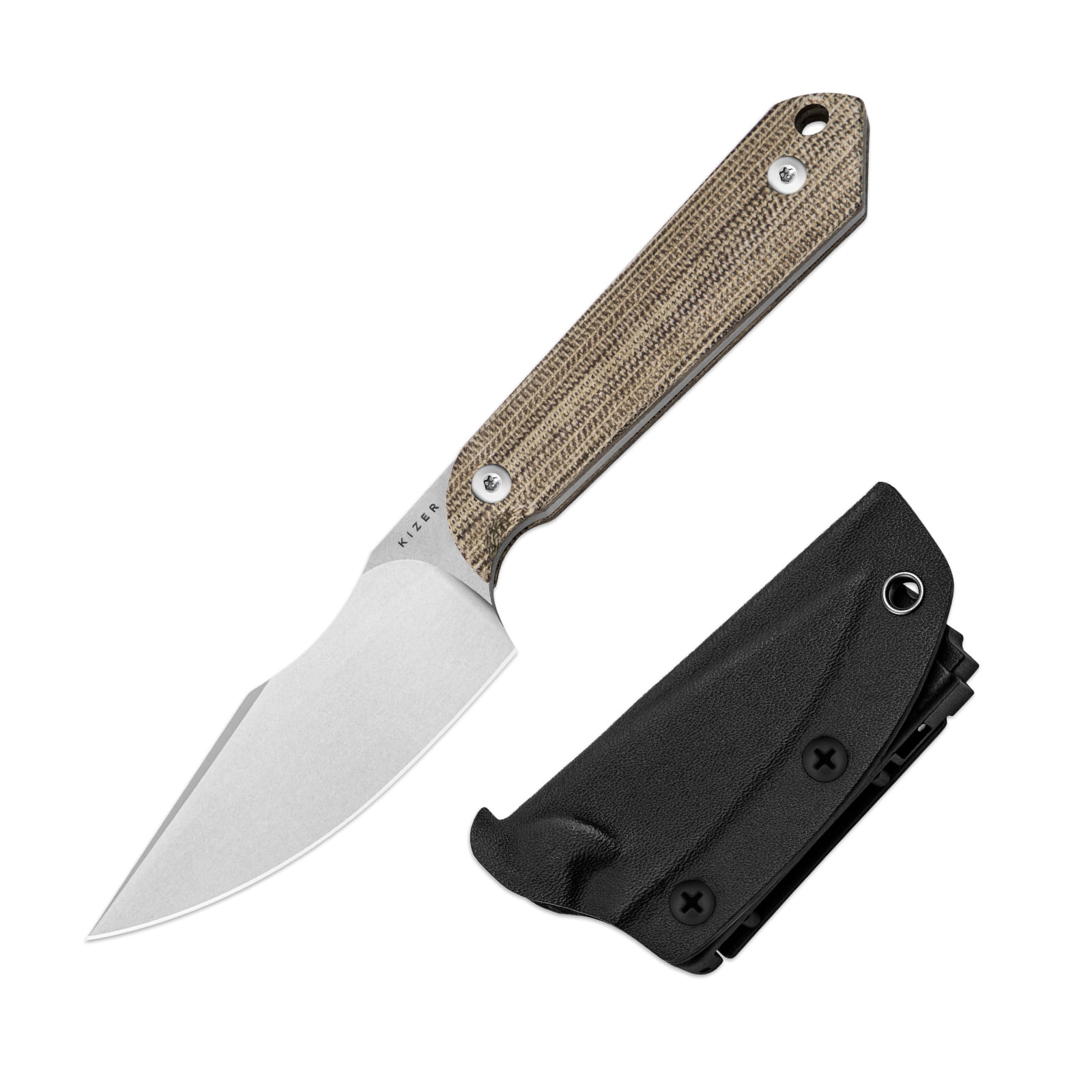 Kizer Mini Harpoon Drop Point Fixed Blade Knife AEB-L Steel Blade ...